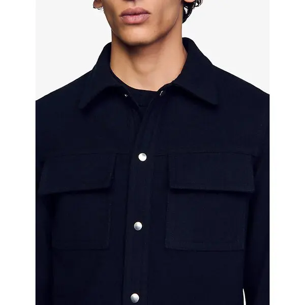 Sandro Patch-pocket Wool-blend Overshirt