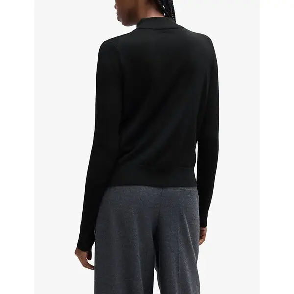 Hugo High-neck Wool Jumper With Logo Tab