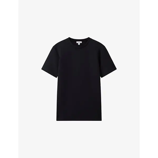 REISS Crewneck Short-sleeve Stretch-jersey T-shirt - Navy Blue