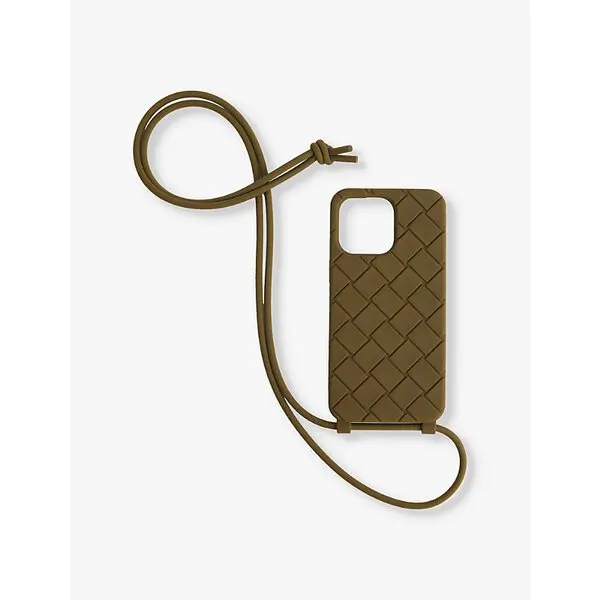 Bottega Veneta Intrecciato Iphone Max Silicon Phone Case - Olive Oil