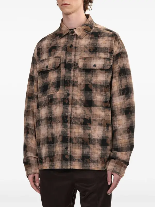 Palm Angels Logo-print Checked Shirt - Brown
