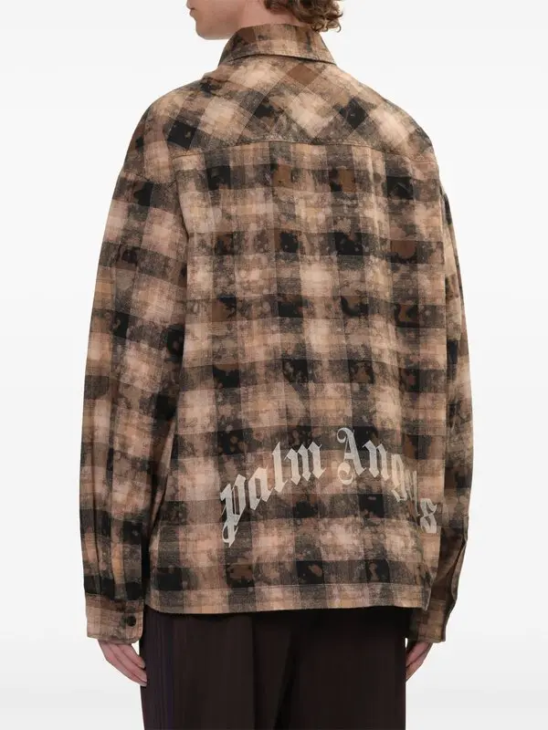 Palm Angels Logo-print Checked Shirt - Brown