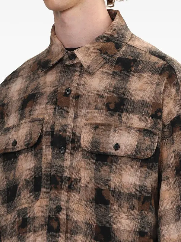 Palm Angels Logo-print Checked Shirt - Brown