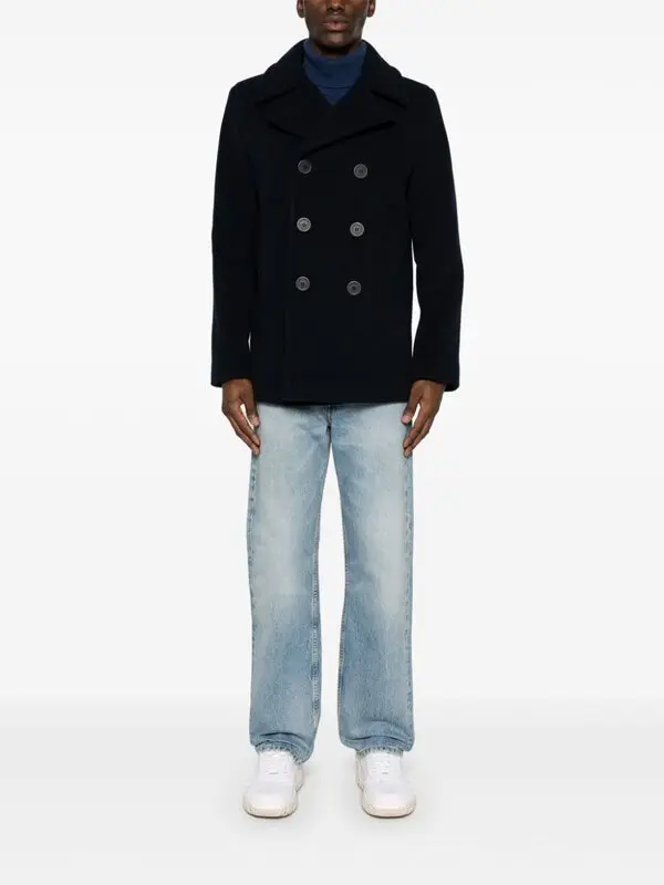 Sandro Straight-fit Wool-blend Coat - Blue