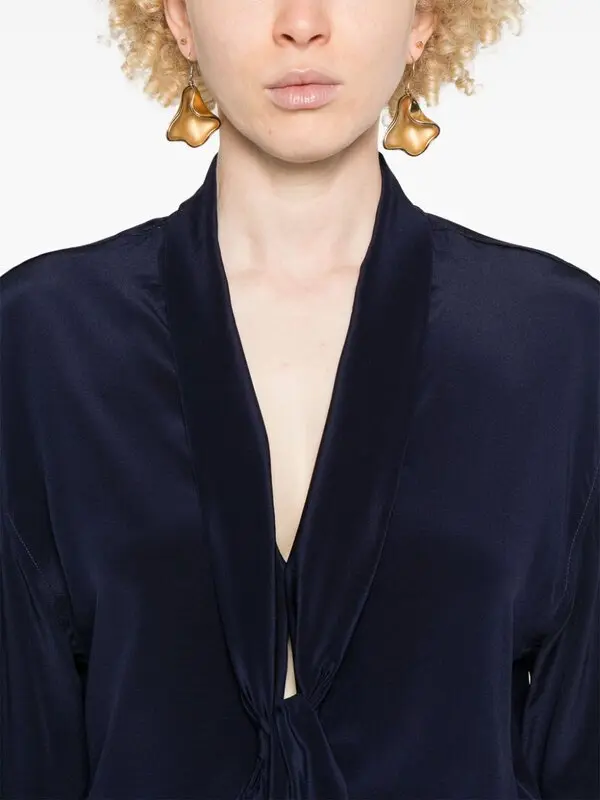 Victoria Beckham Scarf-detail Blouse - Blue