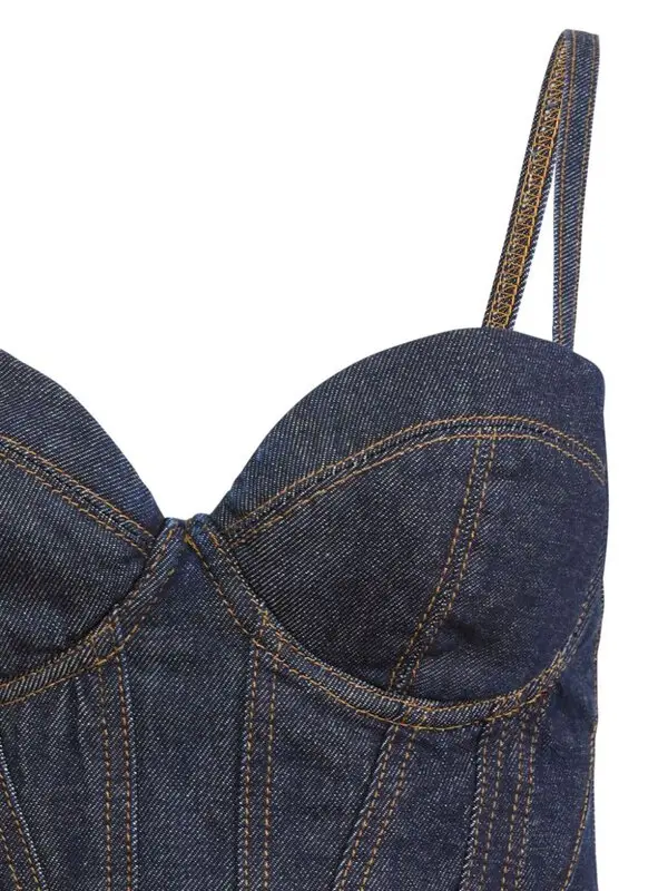 FLEUR DU MAL Denim Bustier Top - Blue