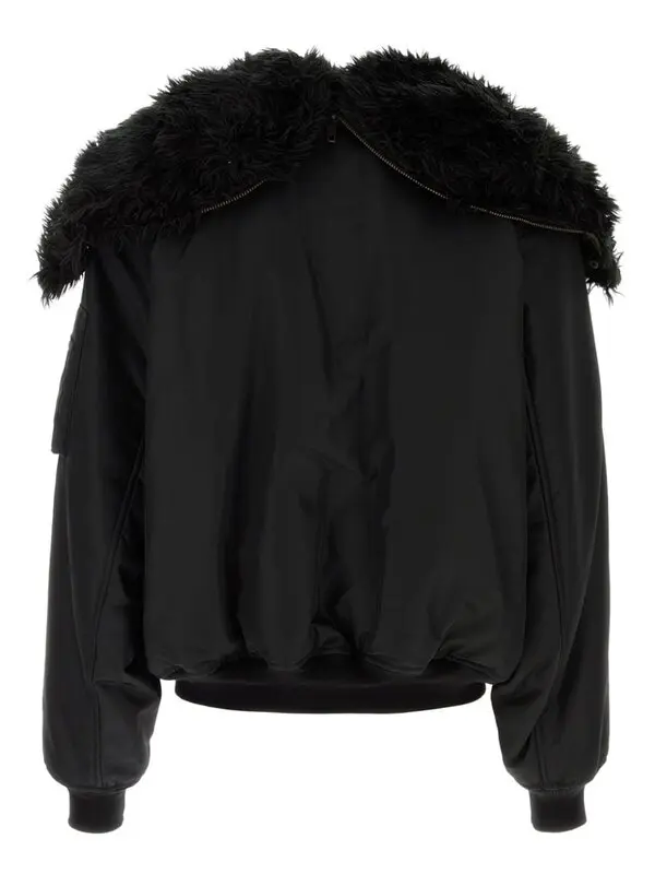 Balenciaga Faux Fur-trimmed Hood Bomber Jacket