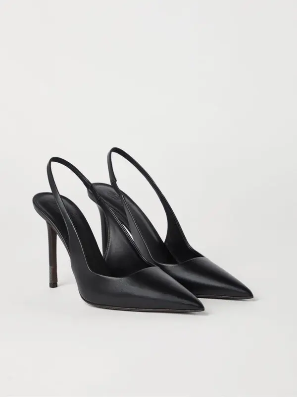 Brunello Cucinelli Monili-detail Leather Slingback Pumps - Black