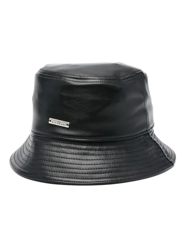 John Richmond Faux Leather Bucket Hat - Black