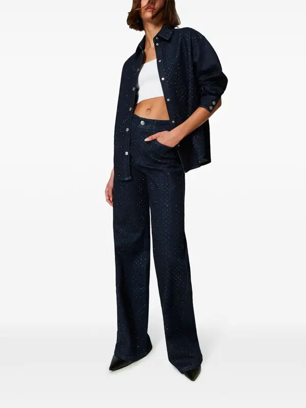 TWINSET Rhinestone-embellished Denim Shirt