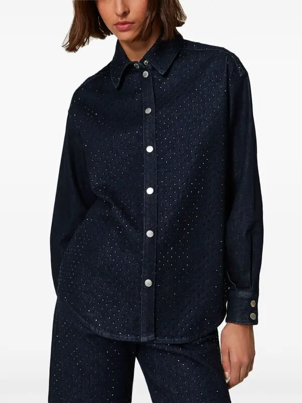 TWINSET Rhinestone-embellished Denim Shirt