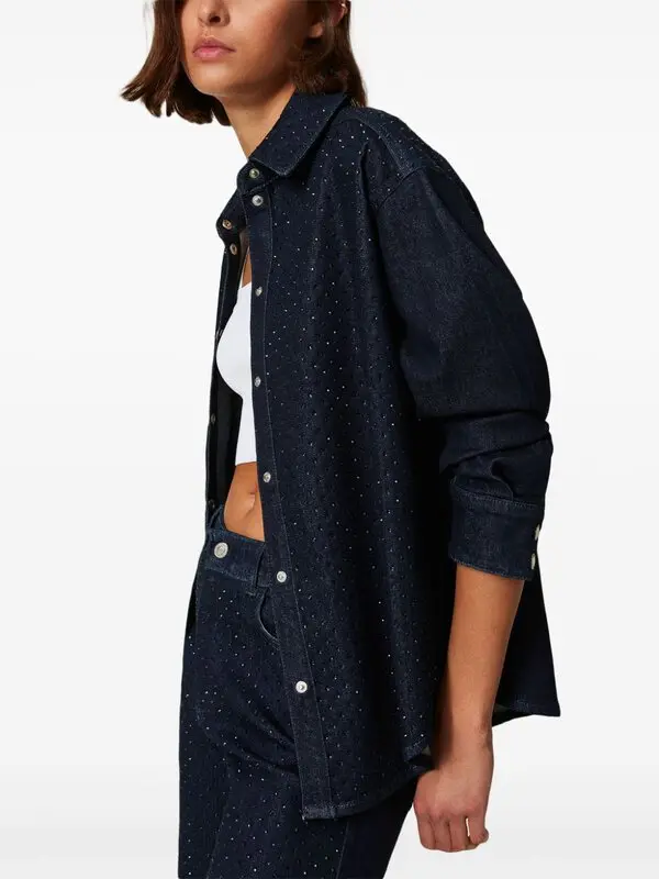 TWINSET Rhinestone-embellished Denim Shirt