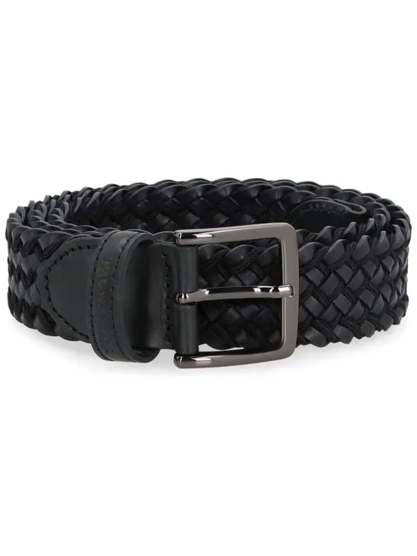 Paul & Shark Interwoven-design Leather Belt - Black