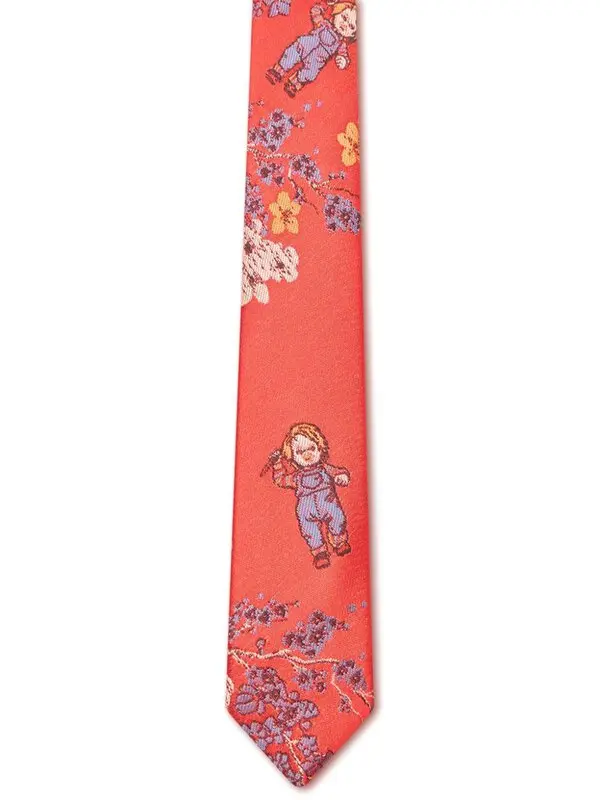 Gcds Jacquard-print Neck Tie - Red