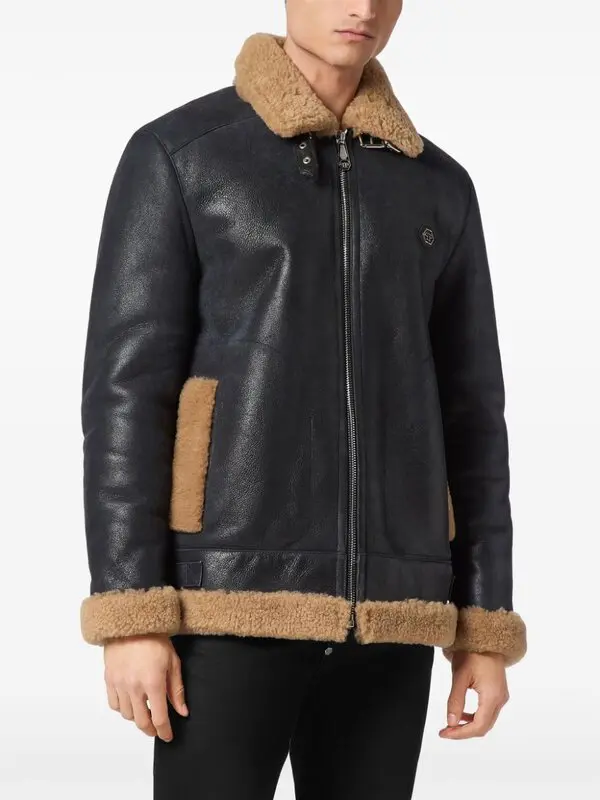 Philipp Plein Skull-embroidered Shearling Jacket