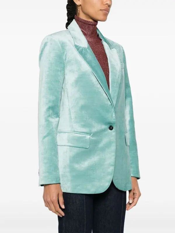 FORTE_FORTE Single-breasted Velvet Blazer - Blue