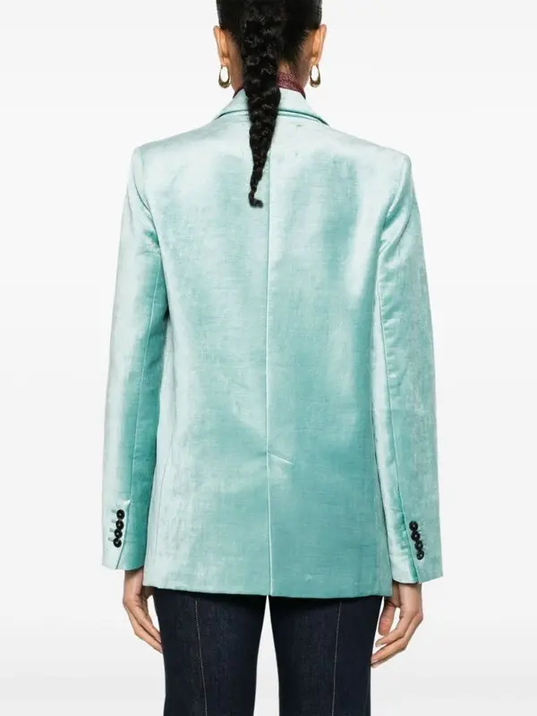 FORTE_FORTE Single-breasted Velvet Blazer - Blue