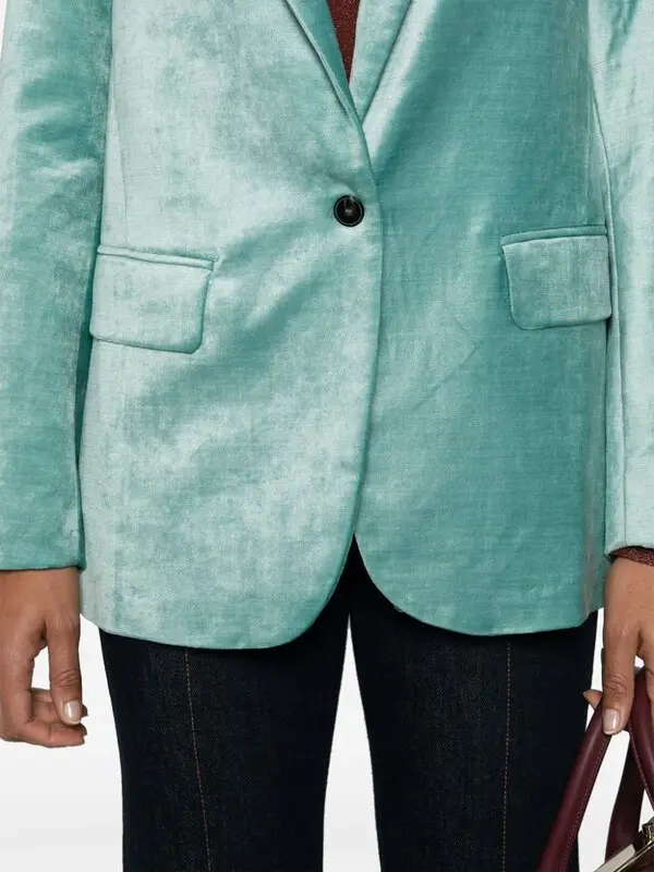 FORTE_FORTE Single-breasted Velvet Blazer - Blue