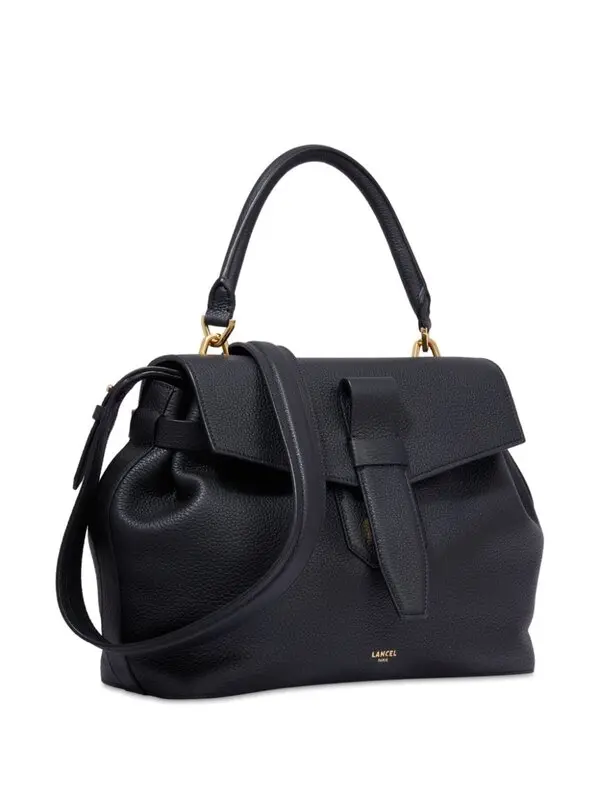 LANCEL Charlie De Lancer Medium Leather Tote Bag - Black
