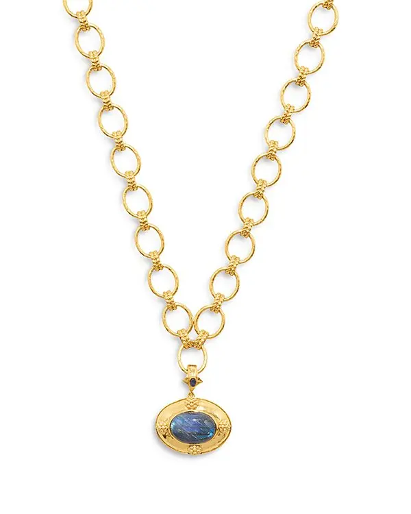 CAPUCINE DE WULF Cleopatra Labradorite Pendant - Blue/gold