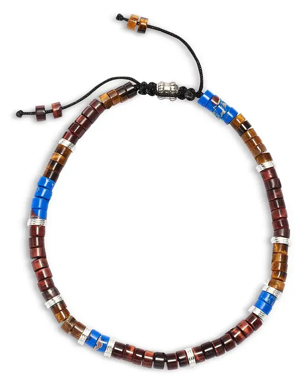JONAS STUDIO Dylan African Jade, Jasper & Tiger's Eye Beaded Bracelet - Multi Blue