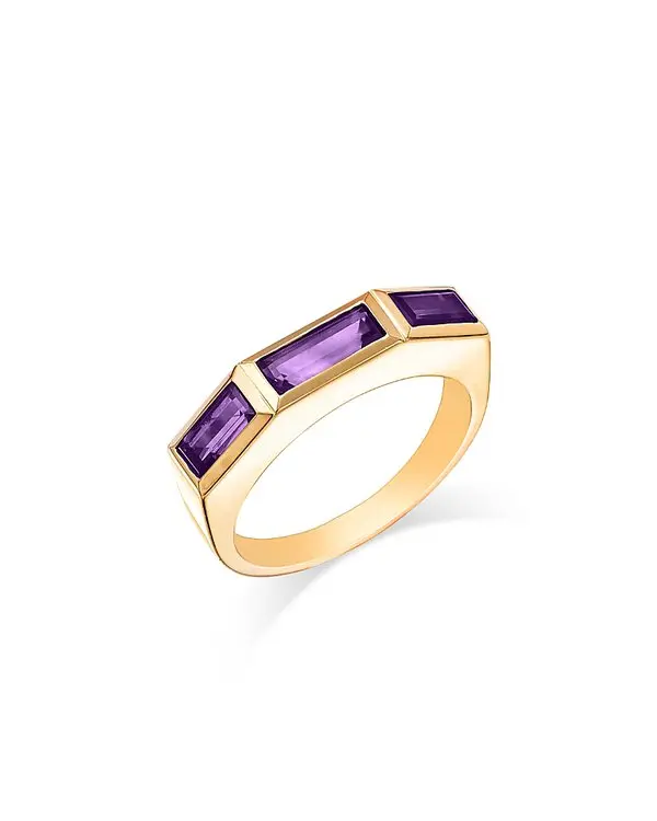 Bloomingdale'S Amethyst Three Stone Ring - Purple/gold
