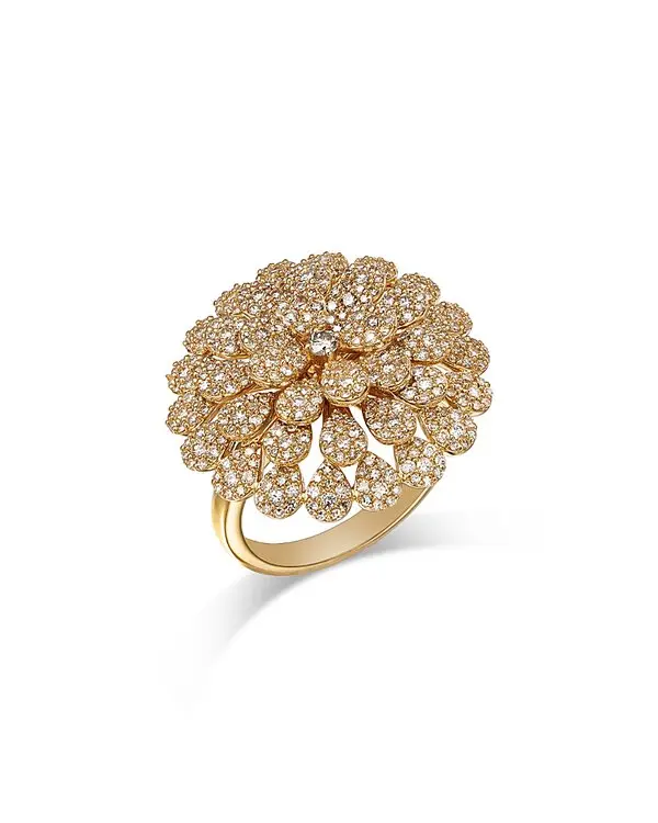 Bloomingdale'S Diamond Flower Ring In 14k Yellow - Gold