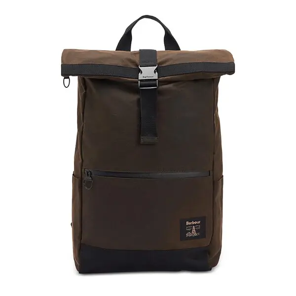 Barbour Field Wax Fold Over Top Backpack - Olive/black