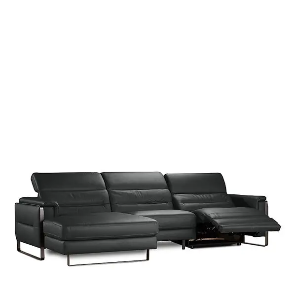 NICOLETTI Lucano 3 Piece Power Reclining Leather Sectional - Minerva -nero