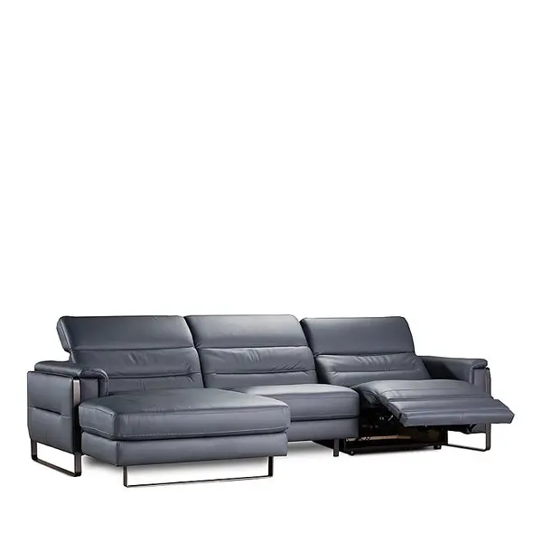 NICOLETTI Lucano 3 Piece Power Reclining Leather Sectional - Minerva -tortora