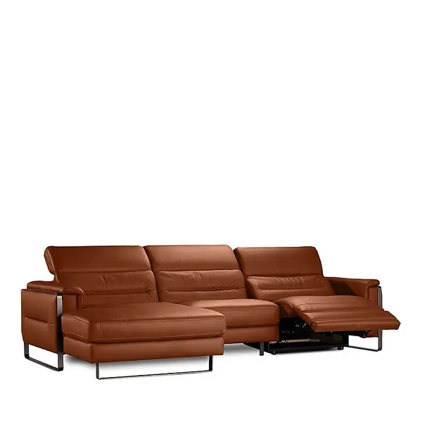 NICOLETTI Lucano 3 Piece Power Reclining Leather Sectional - Minerva -visone