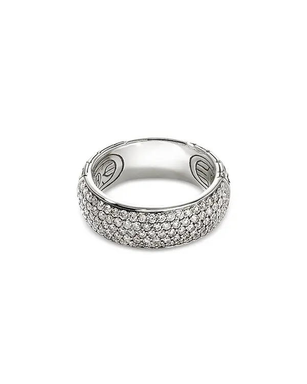 John Hardy Jh Essentials Pave Diamond Band Ring - Silver