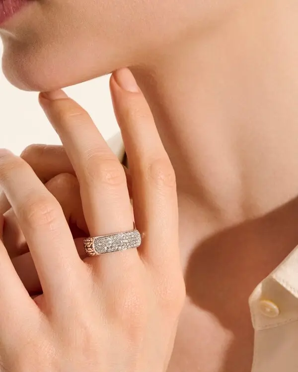 John Hardy Jh Essentials Pave Diamond Band Ring