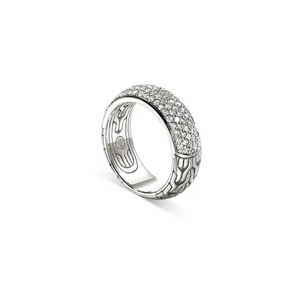 John Hardy Jh Essentials Pave Diamond Band Ring
