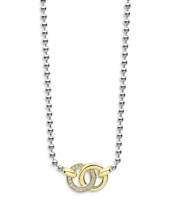 Lagos Signature Caviar Diamond Interlocking Pendant Necklace - Gold/silver