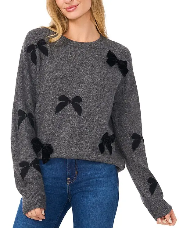 CECE DUPRAZ Bow Detail Sweater - Medium Heather Grey