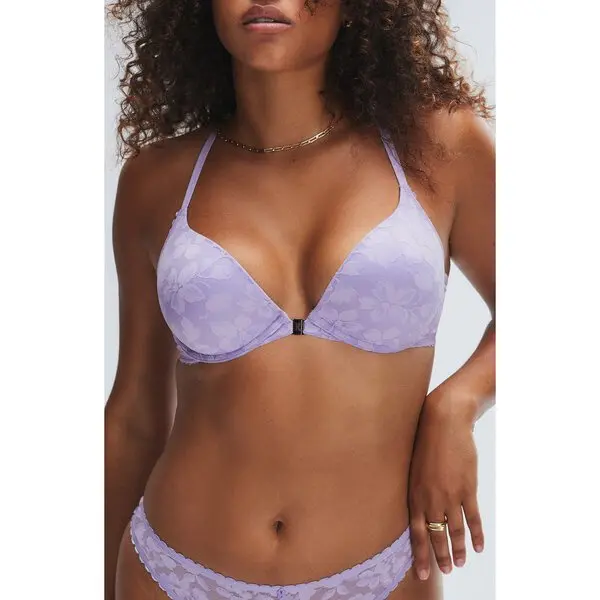 SAVAGE X FENTY Lavish Lace Front Closure Lace Push-up Bra - Purple Lavender