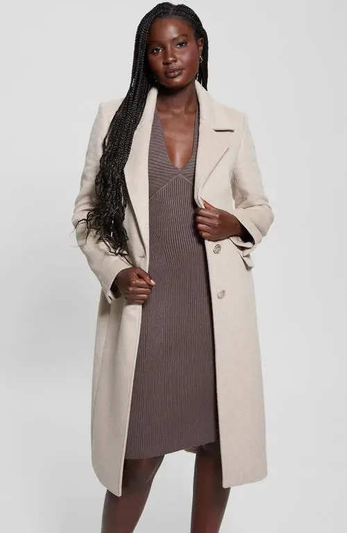 Guess Nancy Coat With Removable Faux Fur Collar - Cemento Multi