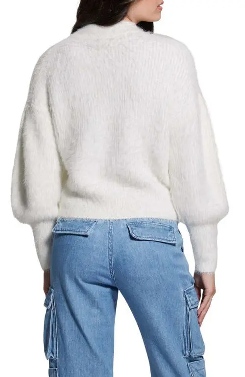 Guess Keyla Fuzzy Bishop Sleeve Sweater - Cream White