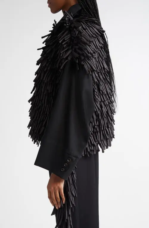 Diotima Penlyne Mixed Media Fringe Jacket In Black - 70% Off