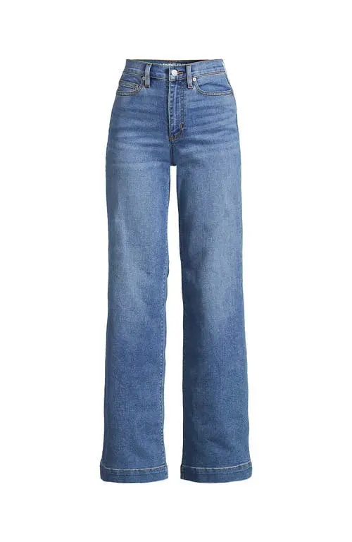 LANDS' END High Rise Wide Leg Denim Jeans - Beau Blue