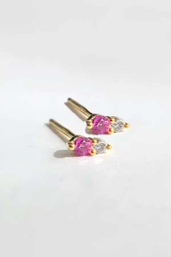Velvet By Graham & Spencer Twin Stud Ruby Phyllis And Rosie Earrings - Gold