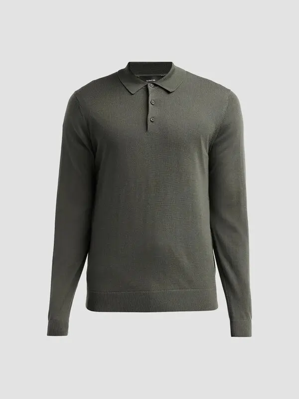 Vince Merino Wool Polo Sweater - Night Leaf