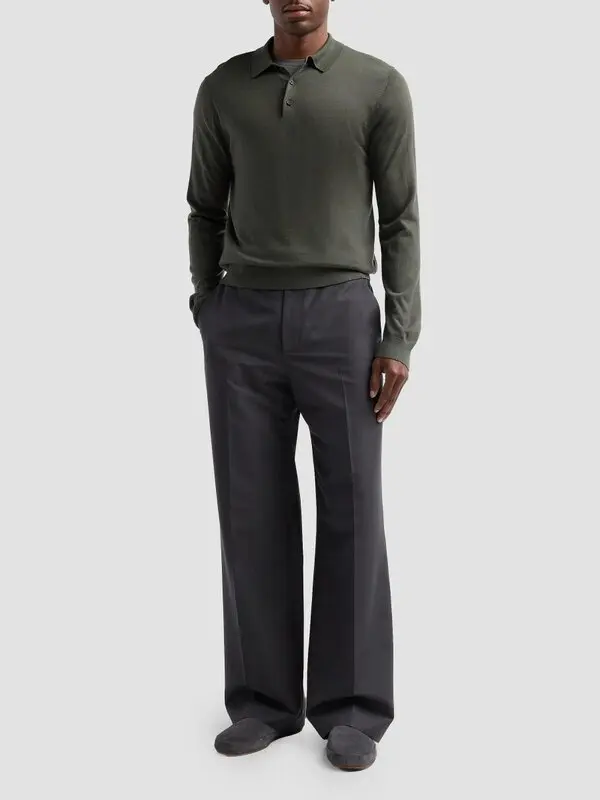 Vince Merino Wool Polo Sweater - Night Leaf