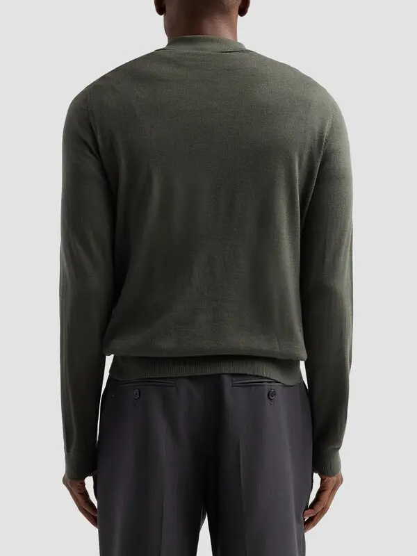 Vince Merino Wool Polo Sweater - Night Leaf
