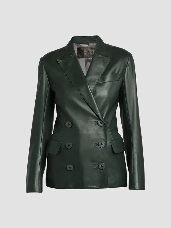 Giorgio Armani Leather Double-breasted Blazer