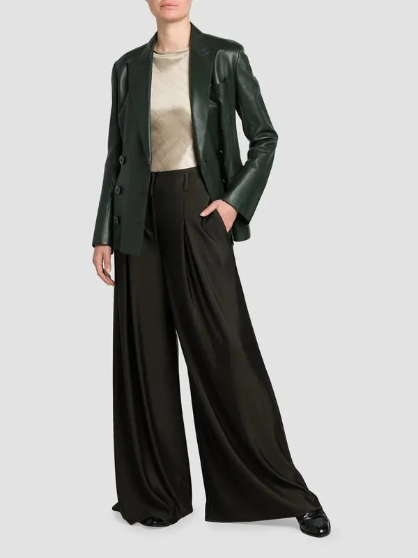 Giorgio Armani Leather Double-breasted Blazer