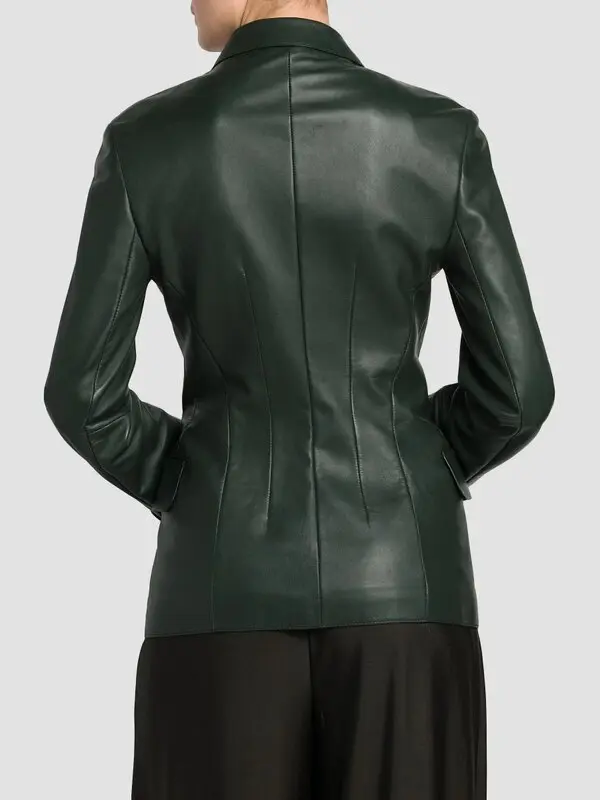 Giorgio Armani Leather Double-breasted Blazer