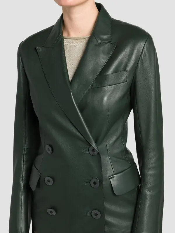 Giorgio Armani Leather Double-breasted Blazer