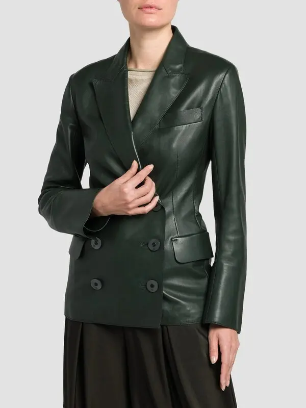 Giorgio Armani Leather Double-breasted Blazer